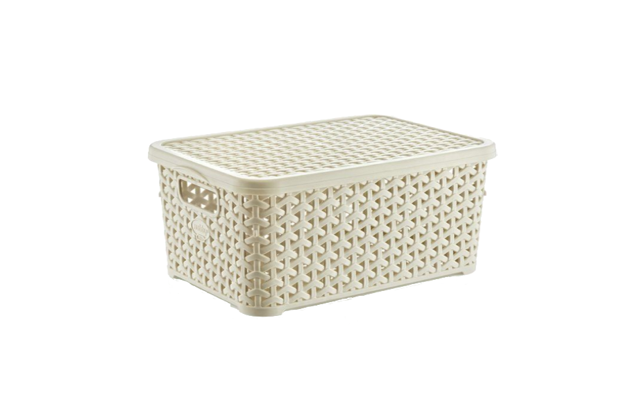 Buy 6 Litre Plastic Storage Boxes In Cream Rattan Design - Plastic ...