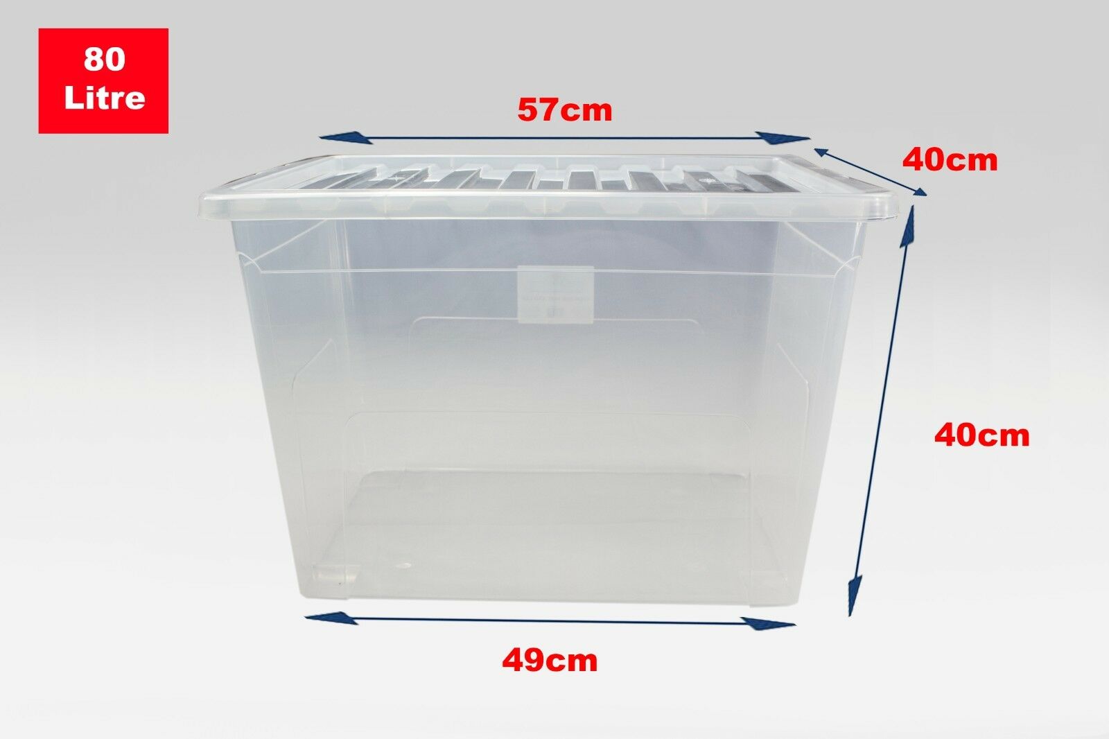 Buy 80 Litre Plastic Container With Clear Lid - Plastic Storage Boxes