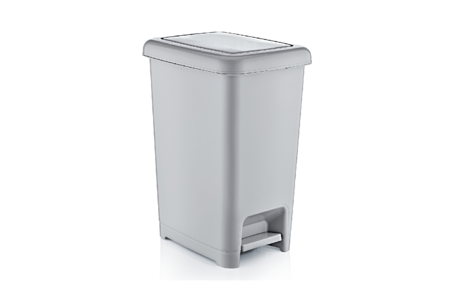 Buy 10 Litre Silver Slim Pedal Bin - Plastic Storage Boxes