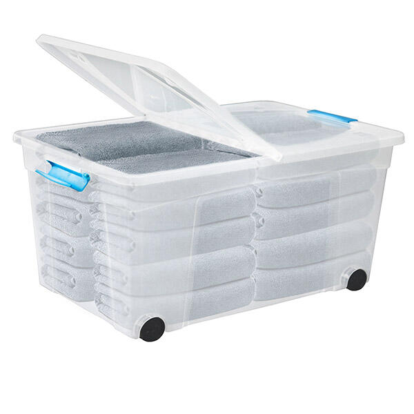 Buy 110 Litre Plastic Storage Box Clip & Stack Box with Lid - Plastic ...