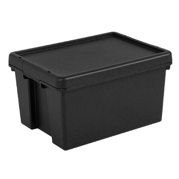 Buy Black Recycled 16L Heavy Duty Box & Lid - Plastic Storage Boxes