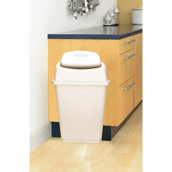 Buy 30 Litre Cream Plastic Rectangle Swing Bin - Plastic Storage Boxes
