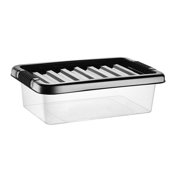 Buy 5 x 6 Litre Box With Black Lid (Pack of 5) - Plastic Storage Boxes