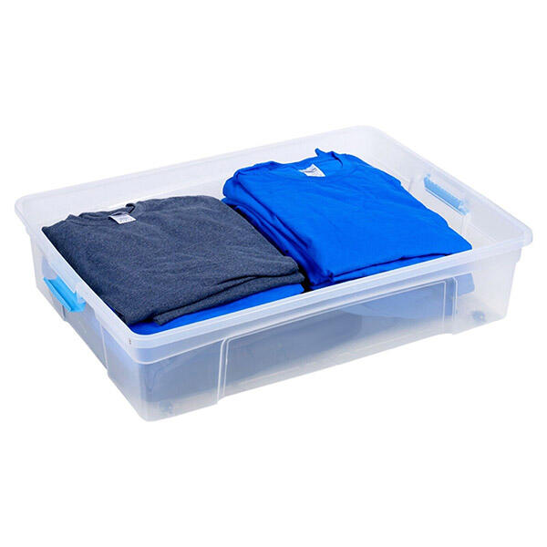 Buy 80 Litre Underbed Plastic Storage Box Clip & Stack Box With Lid ...