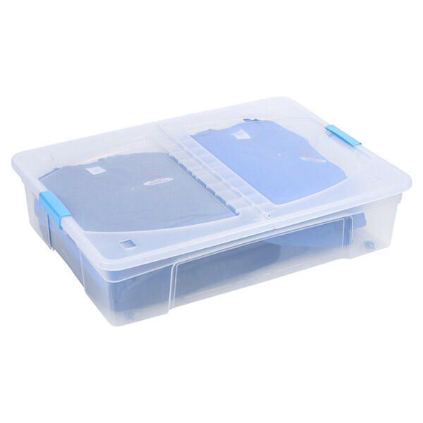 Buy 80 Litre Underbed Plastic Storage Box Clip & Stack Box With Lid ...