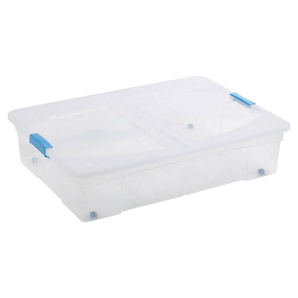 Buy 80 Litre Underbed Plastic Storage Box Clip & Stack Box With Lid ...