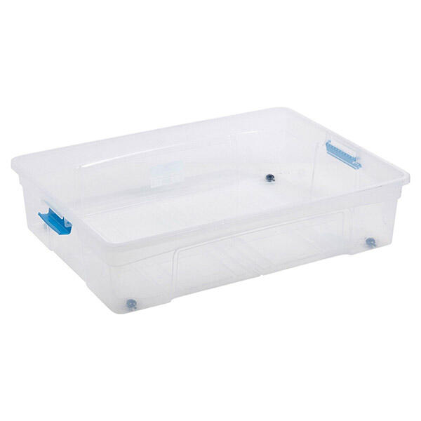 Buy 80 Litre Underbed Plastic Storage Box Clip & Stack Box With Lid ...