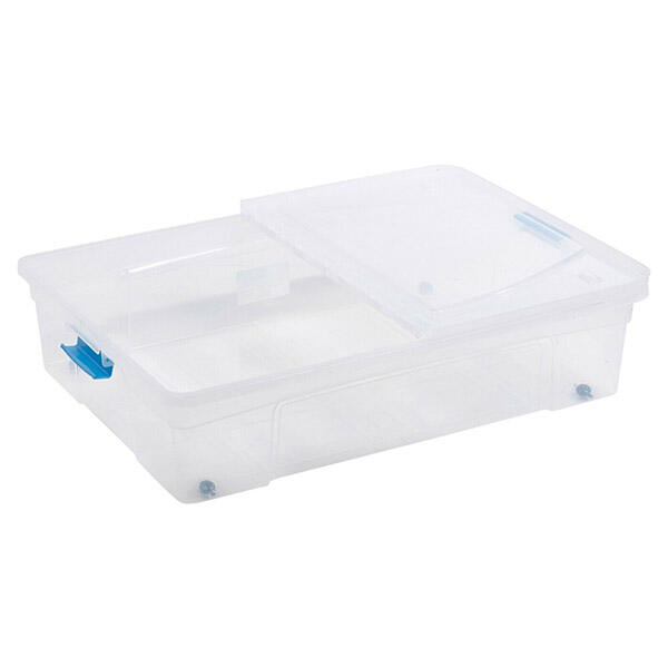 Buy 80 Litre Underbed Plastic Storage Box Clip & Stack Box With Lid ...