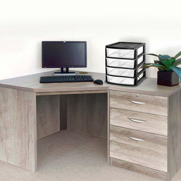 Buy Black 4 Drawer Plastic A4+ Slim Tower - Plastic Storage Boxes