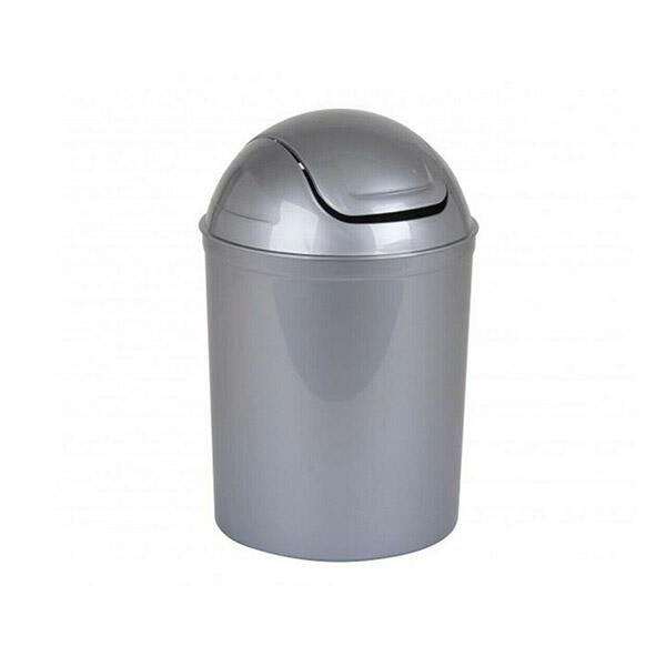 Buy 5 Litre Silver Plastic Circle Swing Bin - Plastic Storage Boxes