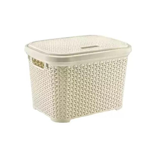 Large 20 Litre Plastic Storage Rattan Box With Lid - Plastic Storage Boxes